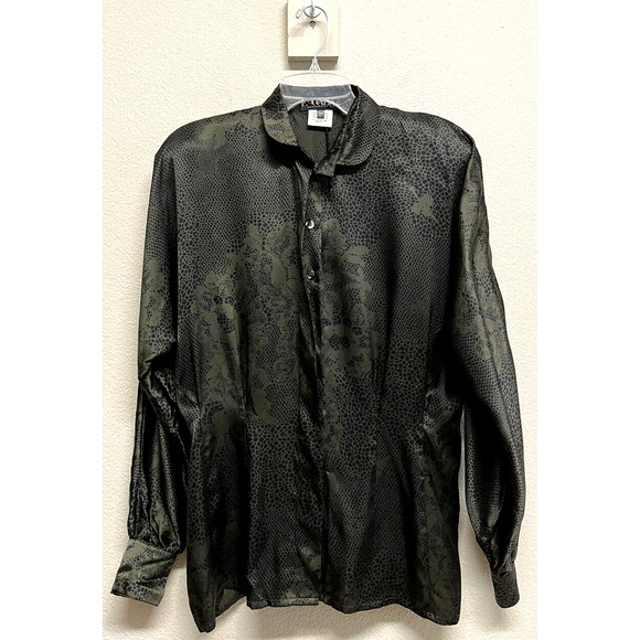 Escada | Tops | Escada By Margaretha Ley Silk Button Down Shirt Green ...